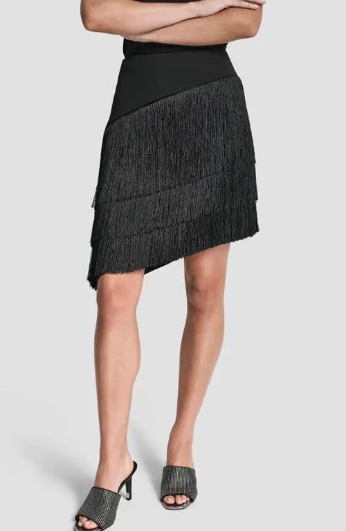 Dkny Tiered Fringe Asymmetrical Skirt