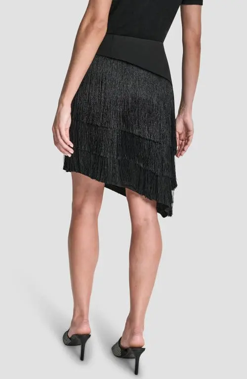Dkny Tiered Fringe Asymmetrical Skirt