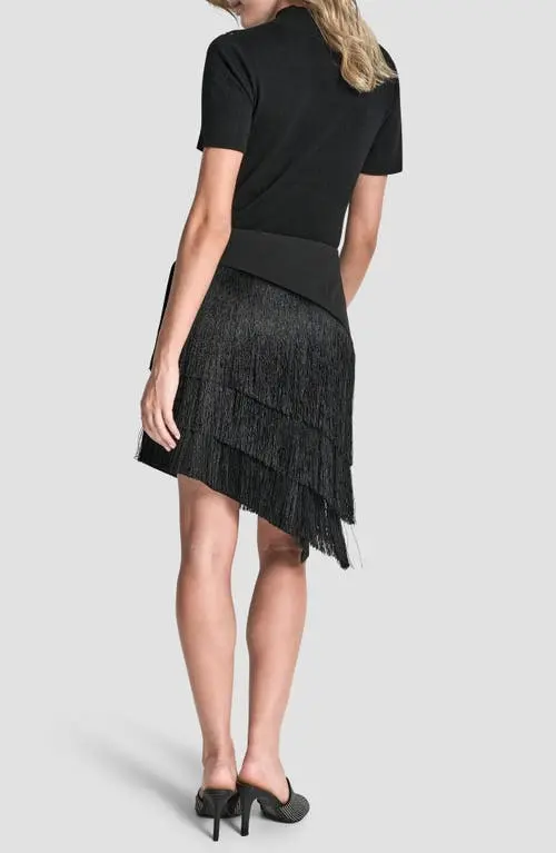 Dkny Tiered Fringe Asymmetrical Skirt