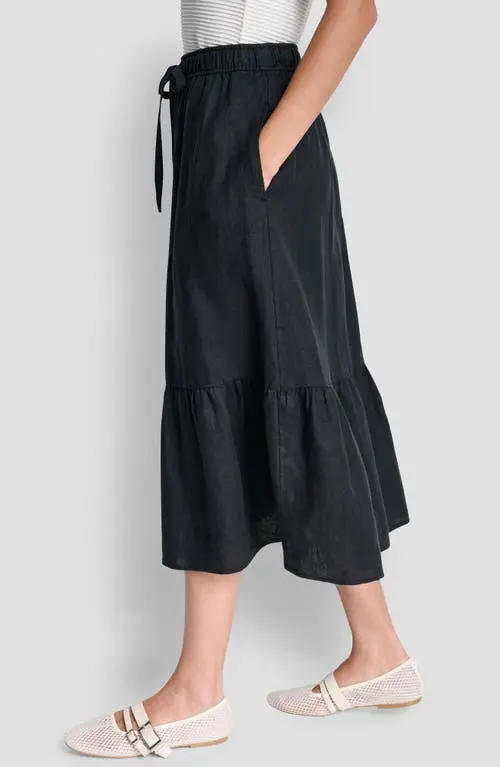 Dkny Linen Midi Skirt With Drawstring Waist