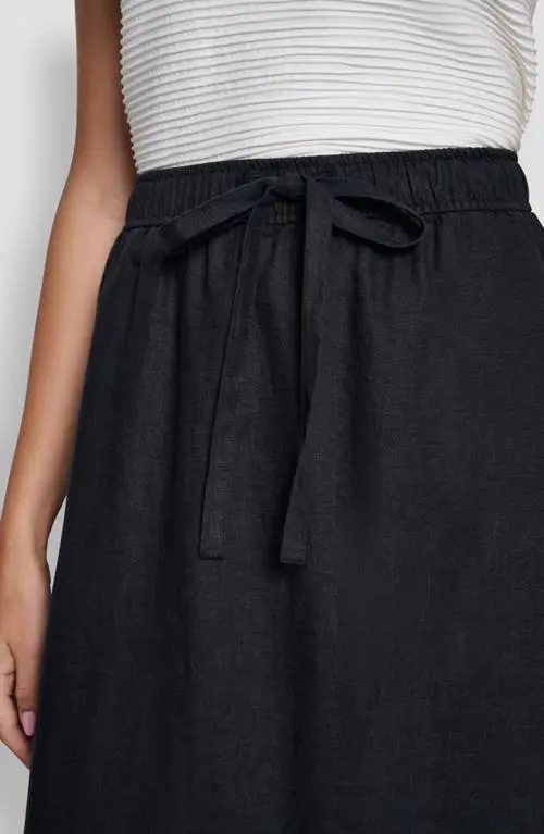 Dkny Linen Midi Skirt With Drawstring Waist