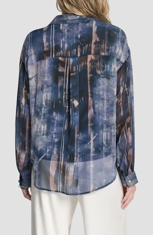 Dkny Printed Long Sleeve Chiffon Shirt - Hudson Lights