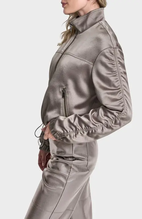 Dkny Bomber Jacket With Ruched Sleeves - Tan