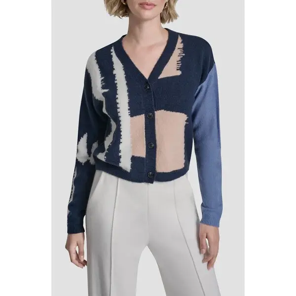 Dkny Crop Colorblock Cardigan - Hudson Lights