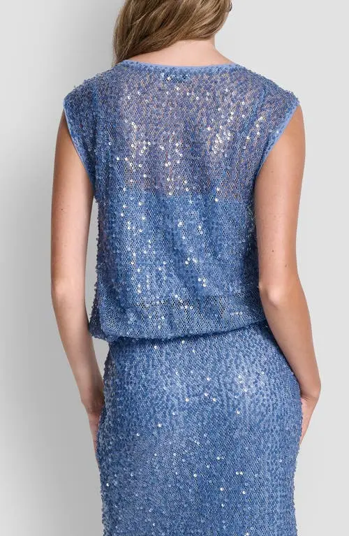 Dkny Sequin Knit Top With Bubble Hem