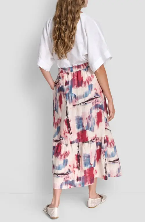 Dkny Print Linen Midi Skirt