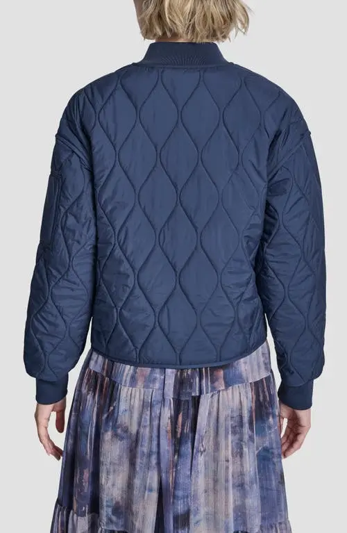 Dkny Quilted Bomber Jacket - Hudson Blue