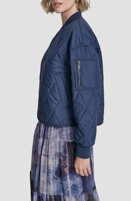 Dkny Quilted Bomber Jacket - Hudson Blue