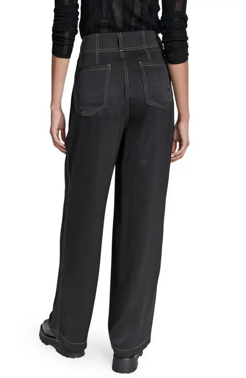 Dkny Topstitch Straight Leg Pants - Black