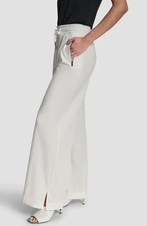 Dkny Wide Leg Pull-on Pants - Ivory
