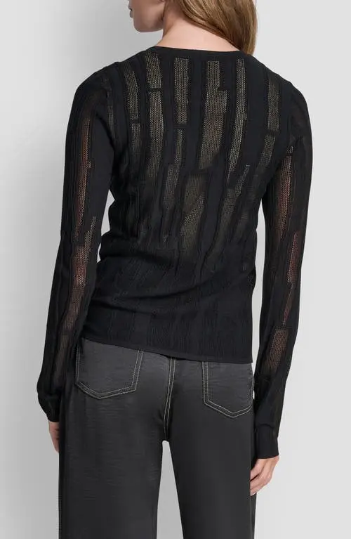 Dkny Mixed Stitch Knit Top - Black/travertine