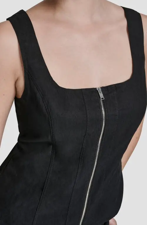 Dkny Zigzag Stitch Corset Top - Black