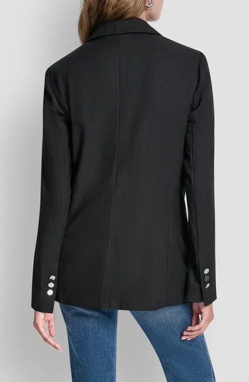 Dkny Longline Zigzag Stitch Blazer - Black