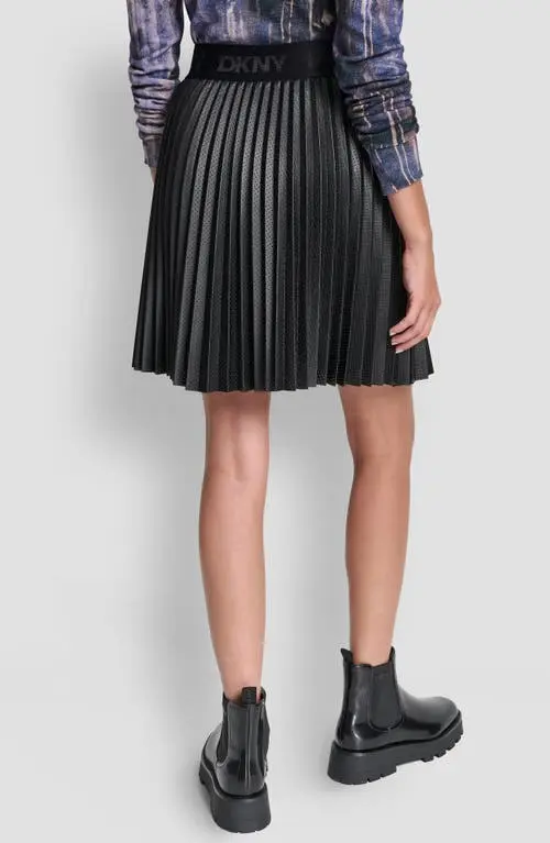 Dkny Pleated Faux Leather Mini Skirt