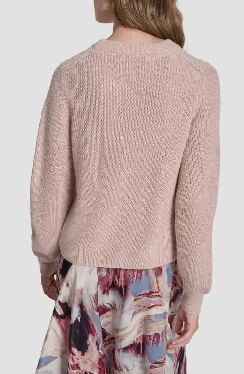 Dkny Rib Cotton Blend Crewneck Sweater