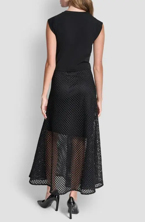Dkny Mixed Media Maxi Dress - Black/black