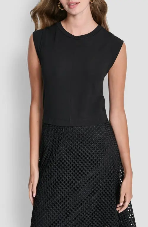 Dkny Mixed Media Maxi Dress - Black/black