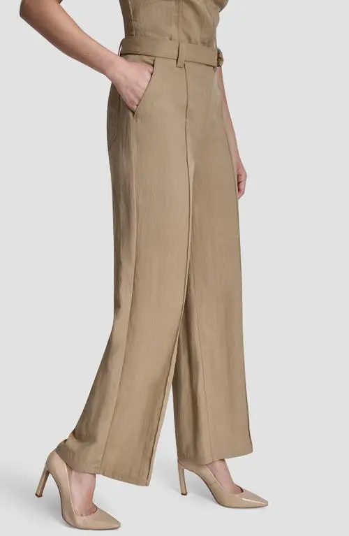 Dkny Belted Wide-leg Trousers - Travertine