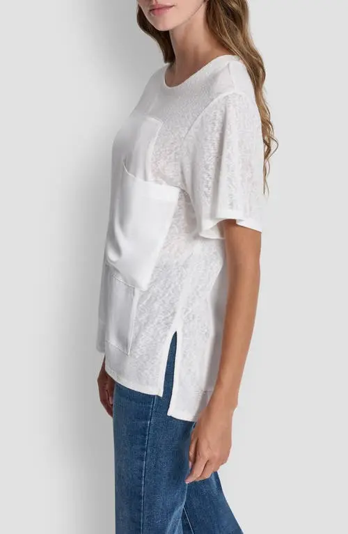 Dkny Mixed Media Satin Top - Ivory