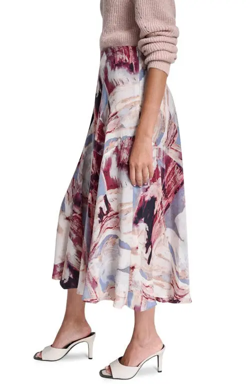 Dkny Abstract Print Satin Skirt