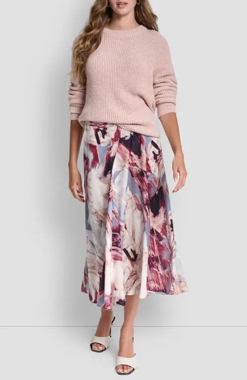 Dkny Abstract Print Satin Skirt
