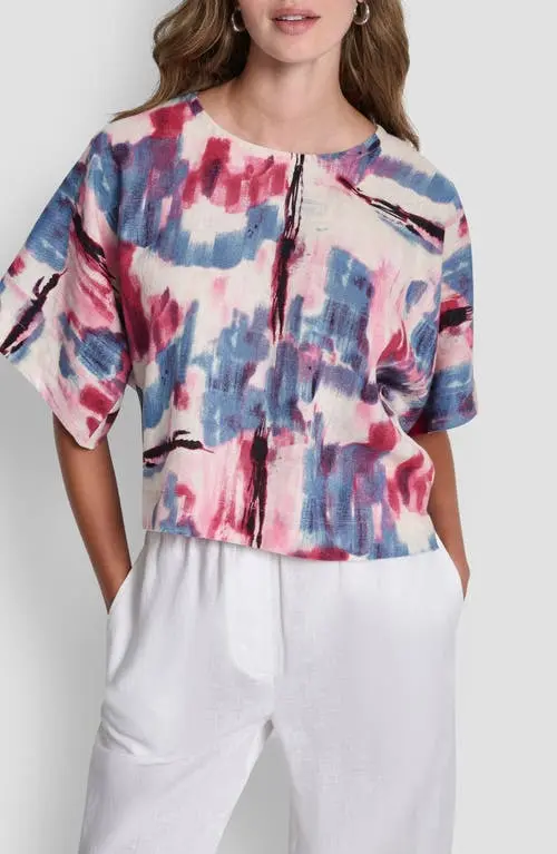 Dkny Drop Shoulder Crop Linen Top - Urban Bloom