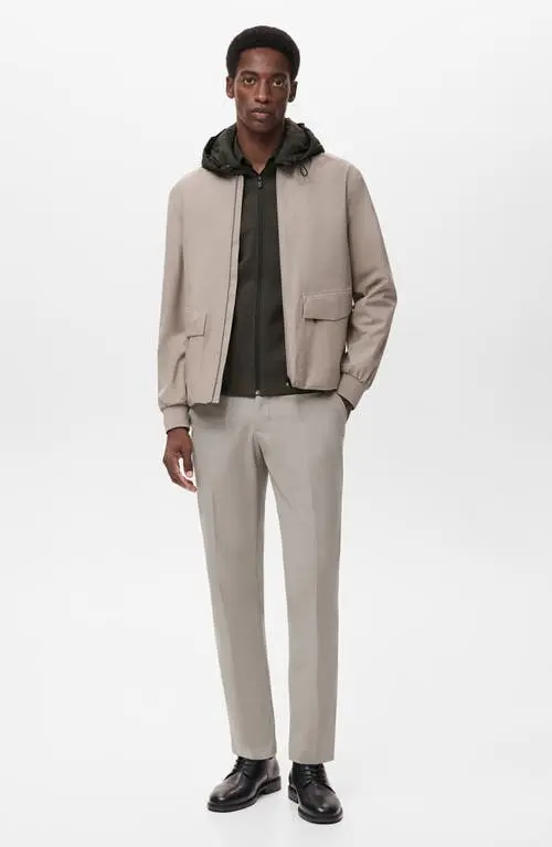 Mango Slim Fit Thermolite® Flat Front Trousers - Light/pastel Grey