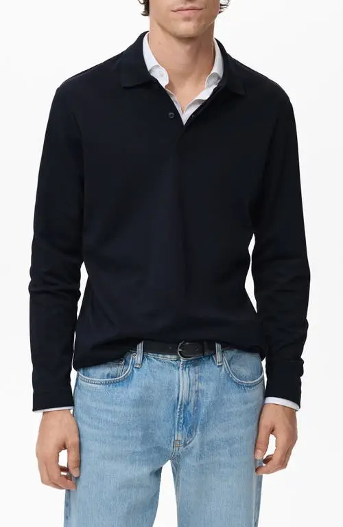 Mango Regular Fit Polo Sweater - Navy