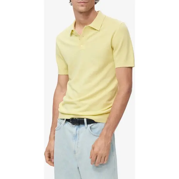 Mango Slim Fit Knit Polo - Neon Yellow