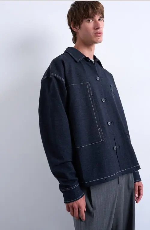 Topman Cotton Denim Jersey Shacket