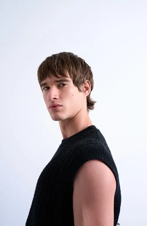Topman Cable Stitch Sweater Vest - Black