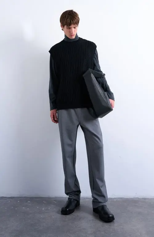 Topman Cable Stitch Sweater Vest - Black