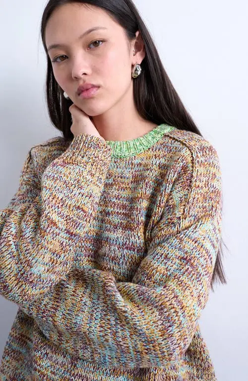 Topshop Twist Yarn Contrast Crewneck Sweater