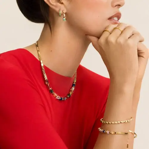 COEUR DE LION Sparkling Cubes Fusion Chain Earrings