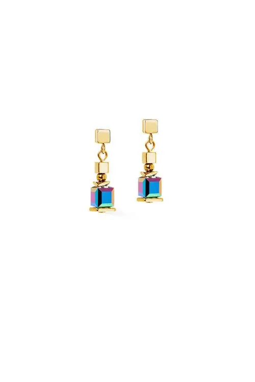 COEUR DE LION Sparkling Cubes Fusion Chain Earrings