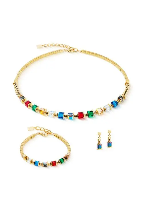 COEUR DE LION Sparkling Cubes Fusion Chain Earrings