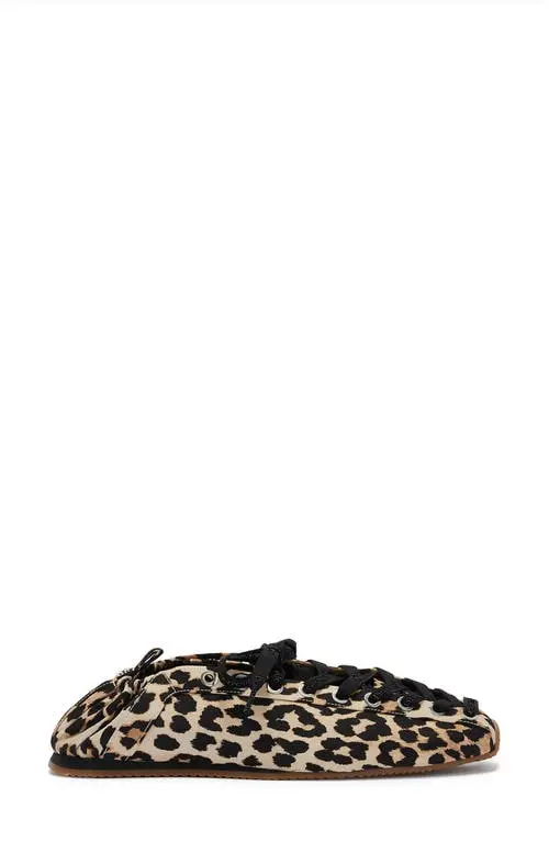 GANNI Lace-up Ballet Flat - Leopard