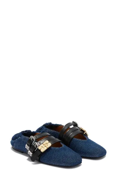 GANNI Mary Jane Ballet Flat - Dark Blue Vintage