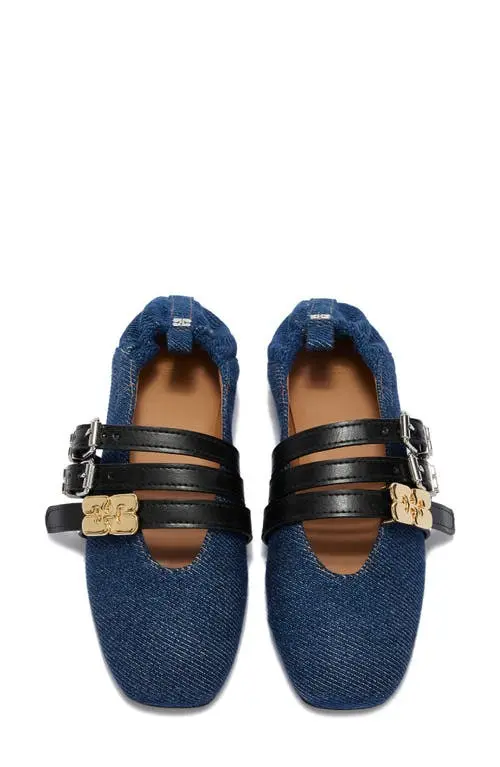 GANNI Mary Jane Ballet Flat - Dark Blue Vintage