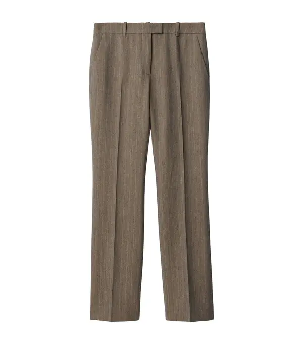 Burberry Mouliné Wool Striped Tailored Trousers