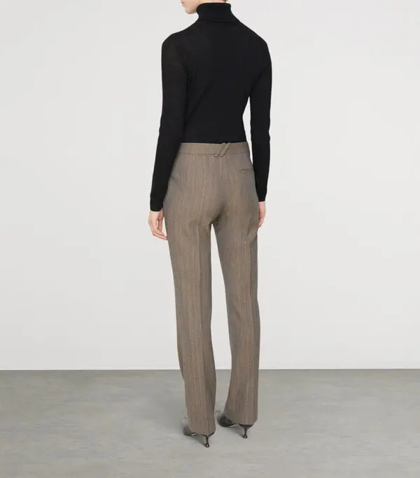 Burberry Mouliné Wool Striped Tailored Trousers