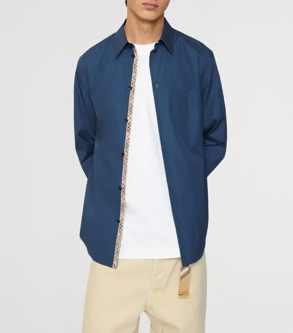 Burberry Cotton Poplin Ekd Shirt - Blue