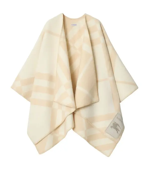 Burberry Wool-cashmere Check Cape - Beige