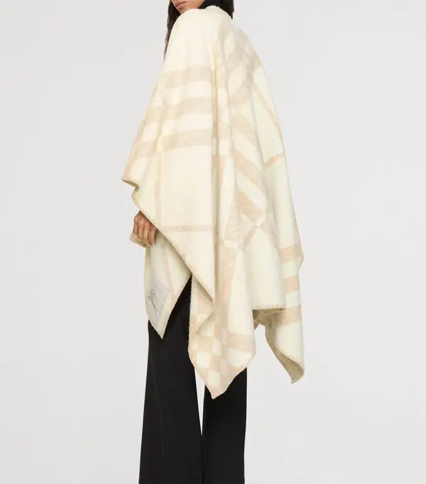 Burberry Wool-cashmere Check Cape - Beige