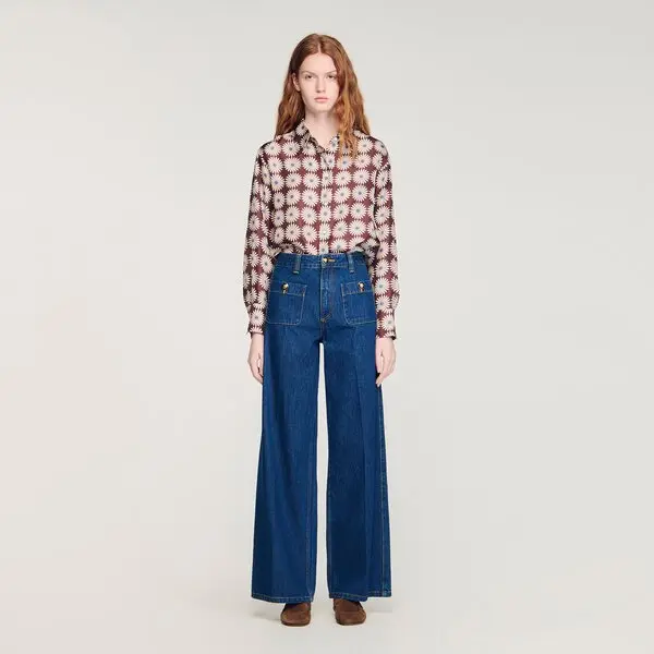 Sandro Raw Straight Patch Pocket Jeans - Deep Blue