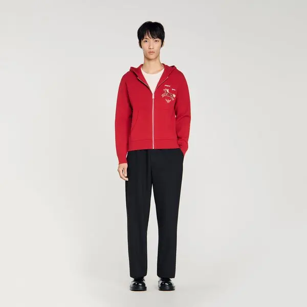 Sandro Animal Print Zip-up Hoodie