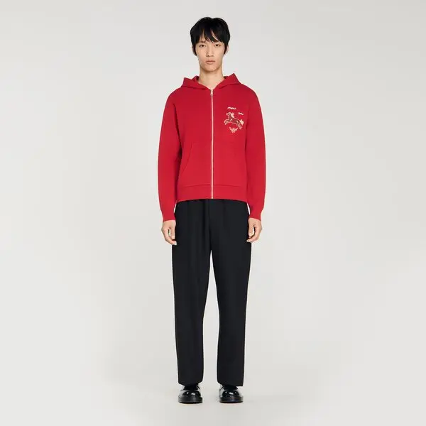 Sandro Animal Print Zip-up Hoodie