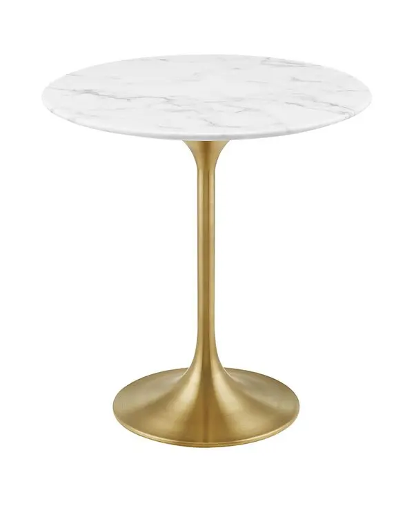 MODWAY Lippa Round Artificial Marble Side Table - Gold White