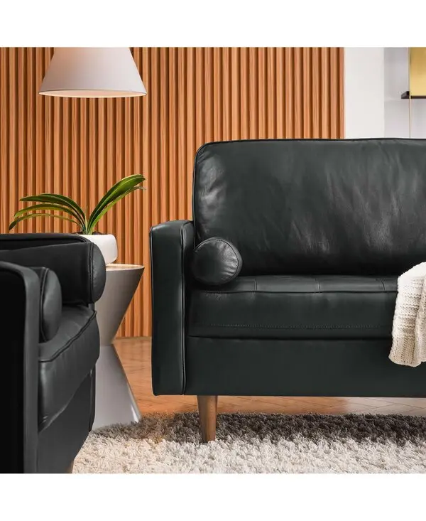MODWAY Valour 88" Leather Sofa - Black