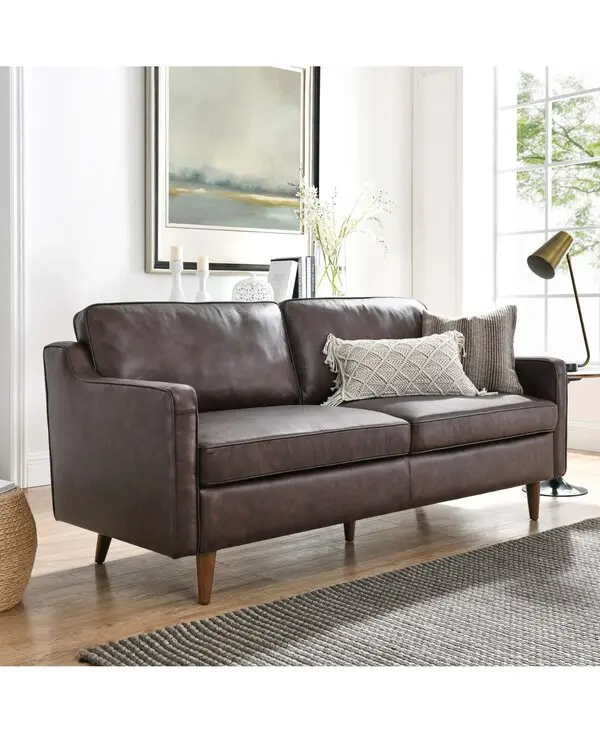 MODWAY Impart Genuine Leather Sofa - Brown